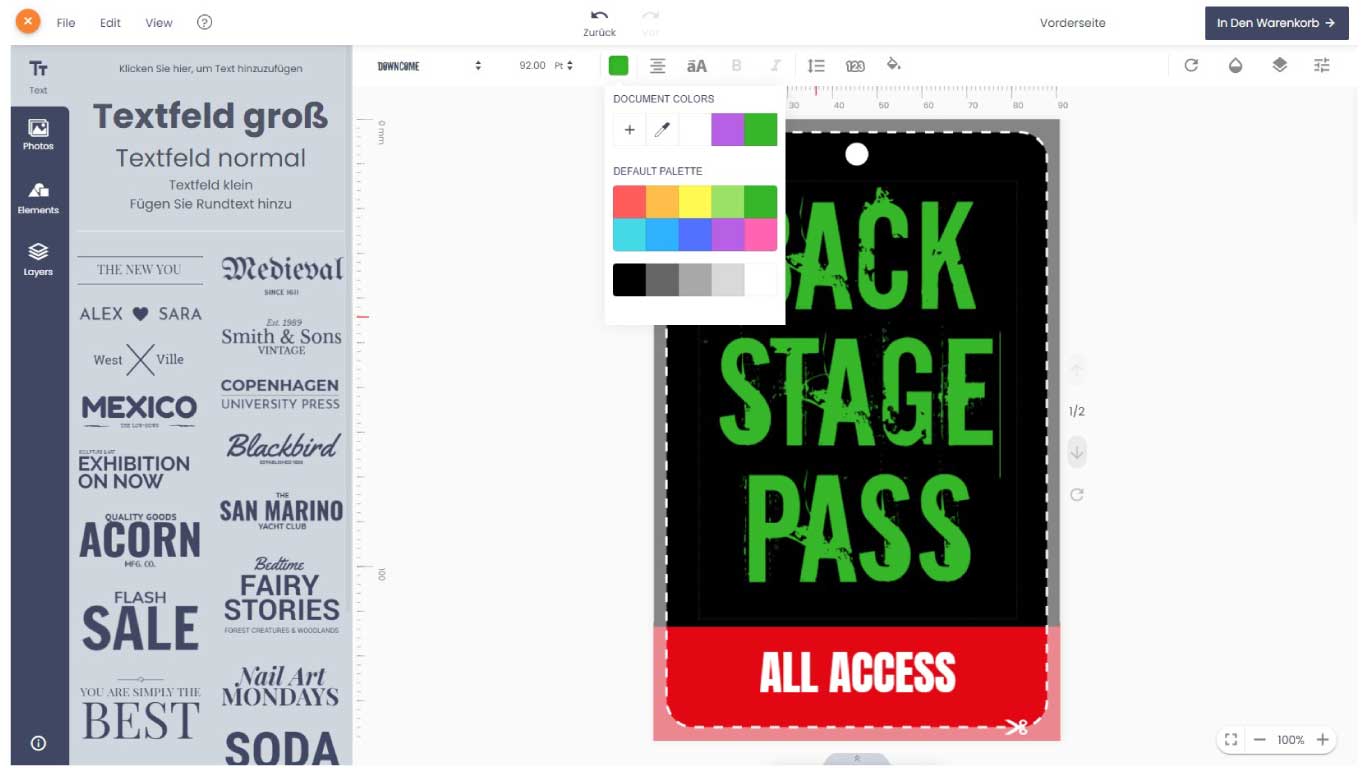 Backstage Pass günstig drucken - online selbst gestalten